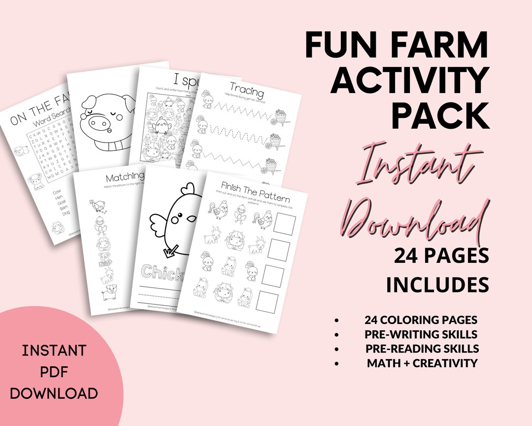 Farm Fun Activity Pack - Etsy