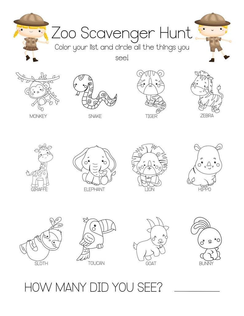 Zoo Scavenger Hunt Digital Printable - Etsy