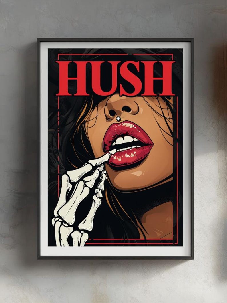 HUSH Art Print, Skeleton Hand Poster (digital Download) - Etsy