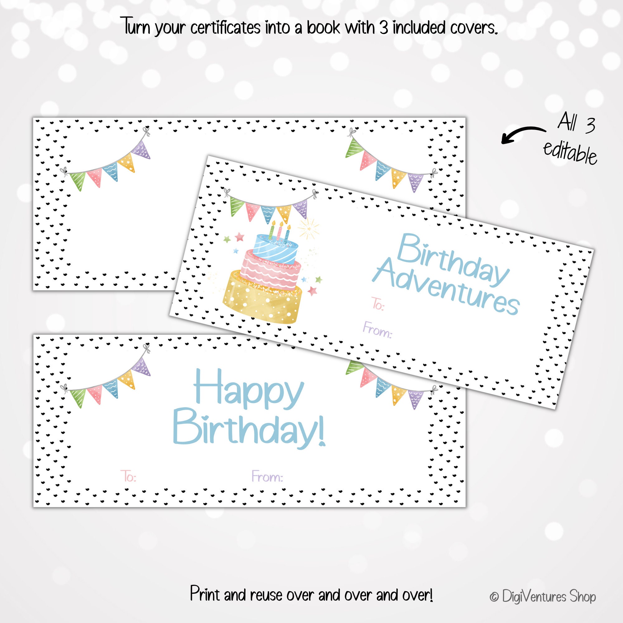 Birthday Gift Certificate Template | Printable & Editable | Rainbow ...