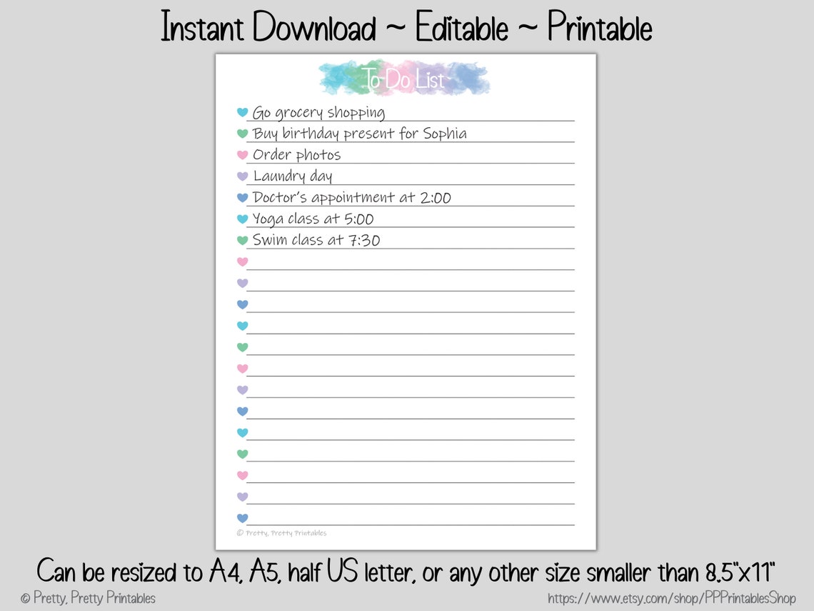 To Do List Bundle - Printable & Editable - Watercolor Banner - 6 Styles ...