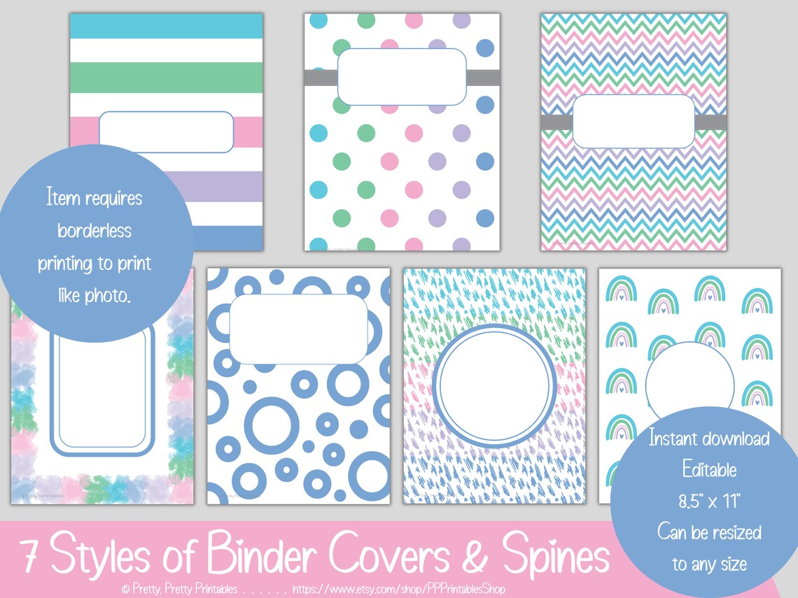 Binder Covers Backs Spines and Inside Cover Pages - Etsy