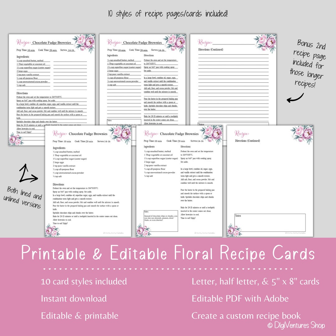 Recipe Cards | Recipe Card Templates | Printable & Editable | Recipe ...