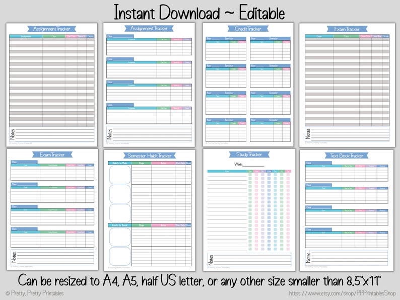 2022-2023 Student Planner Pack Printable & Editable - Etsy