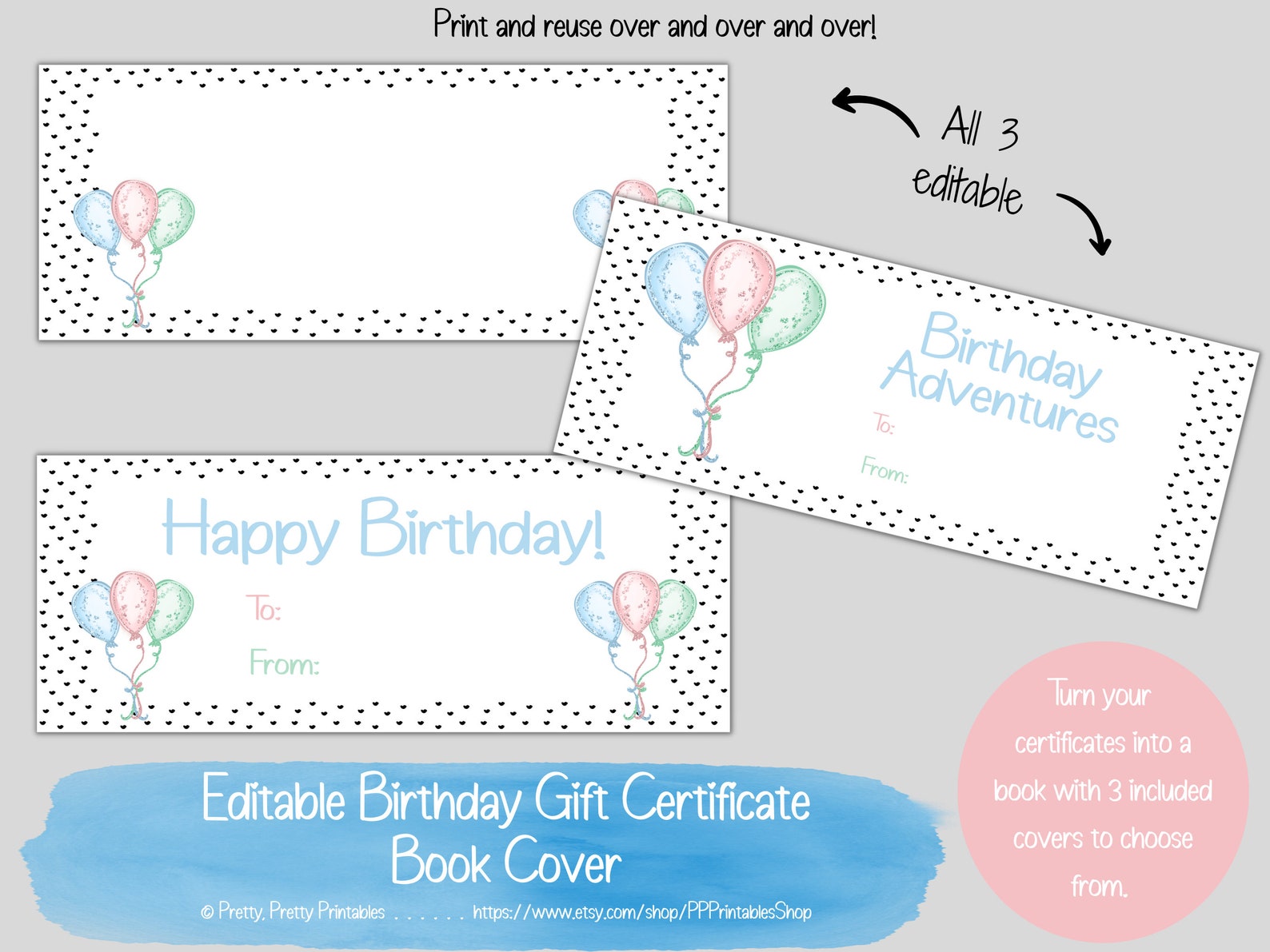 Birthday Gift Certificate Template printable & Editable - Etsy