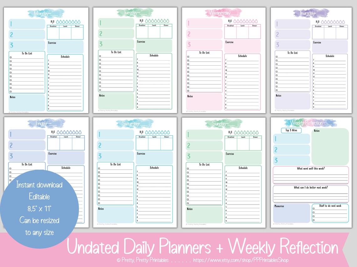 Undated Student Planner Pack Printable & Editable - Etsy