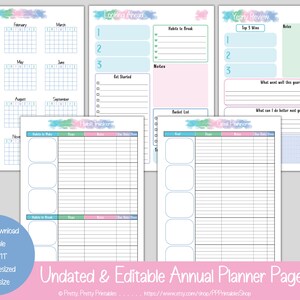 Undated Planner Pack - Printable & Editable - Annual-monthly-weekly ...