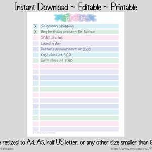 To Do List - Printable & Editable - Watercolor Banner - 2 Styles ...