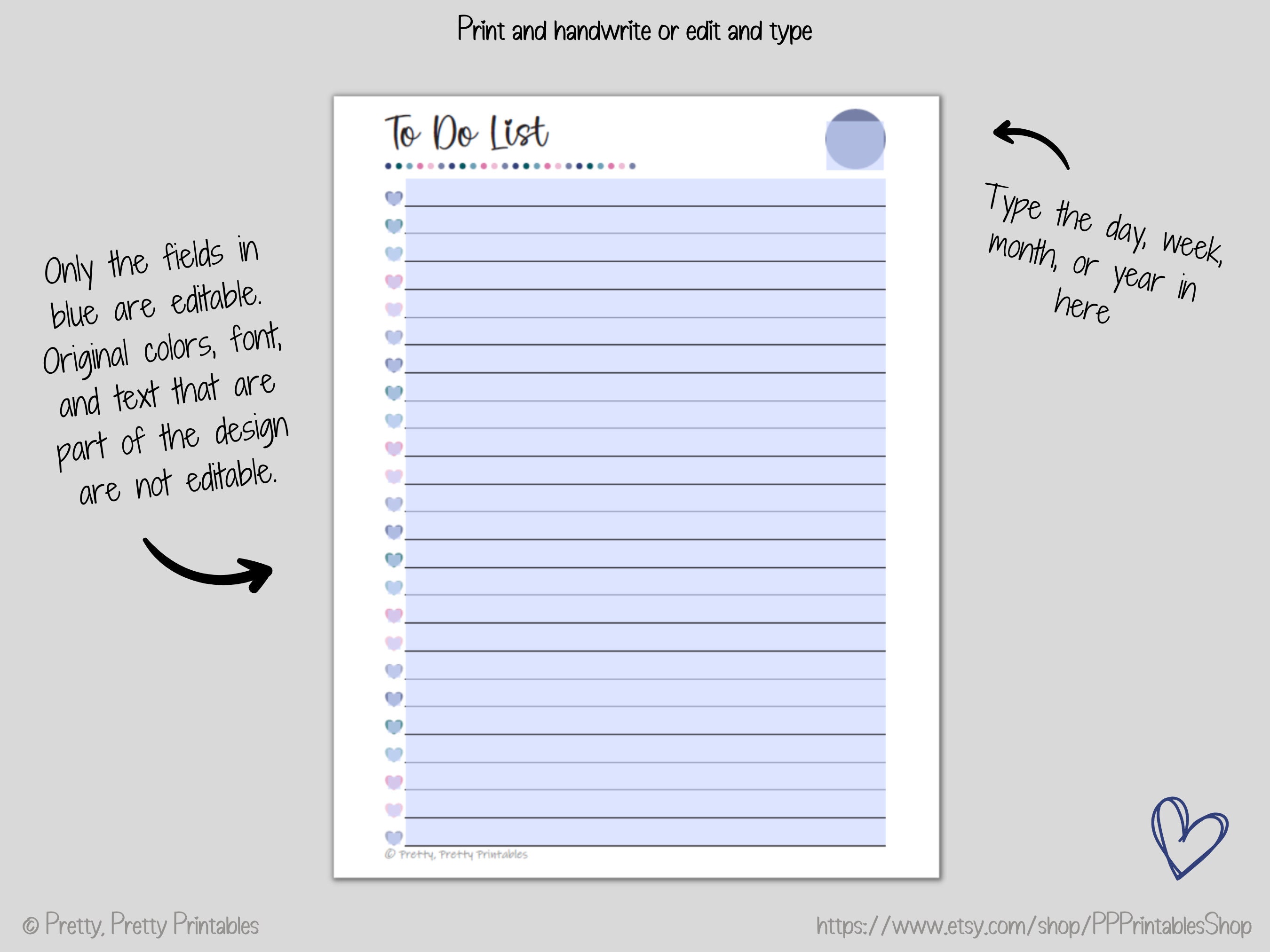 To Do List Bundle 6 Styles - Printable & Editable - Polka Dot ...