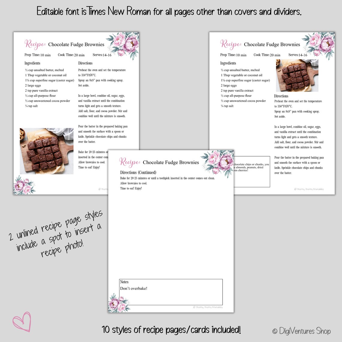 Recipe Book Template | Printable & Editable | Custom Recipe Book ...