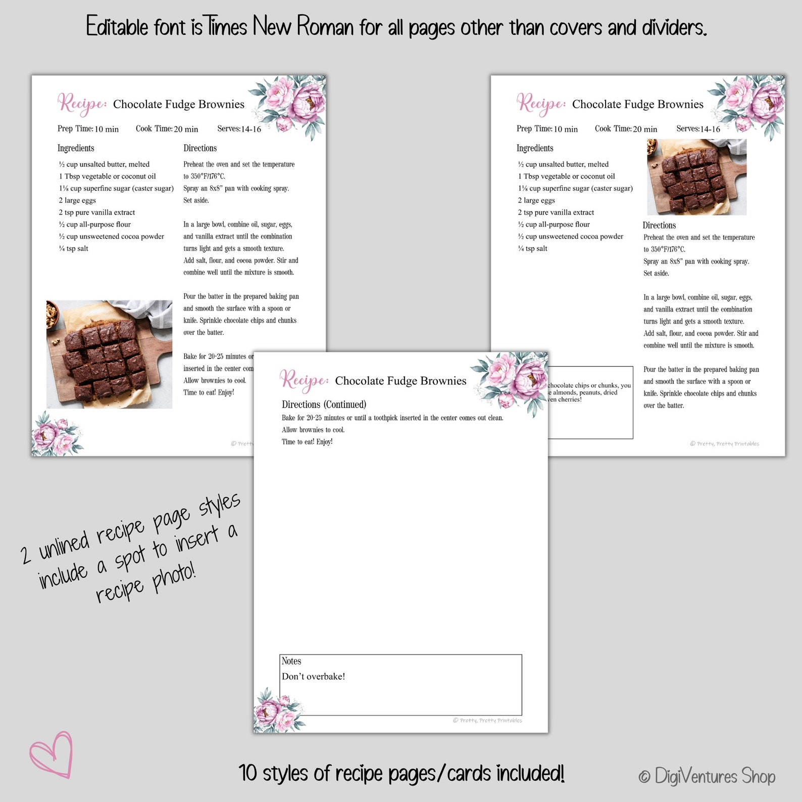Recipe Book Template | Printable & Editable | Custom Recipe Book ...