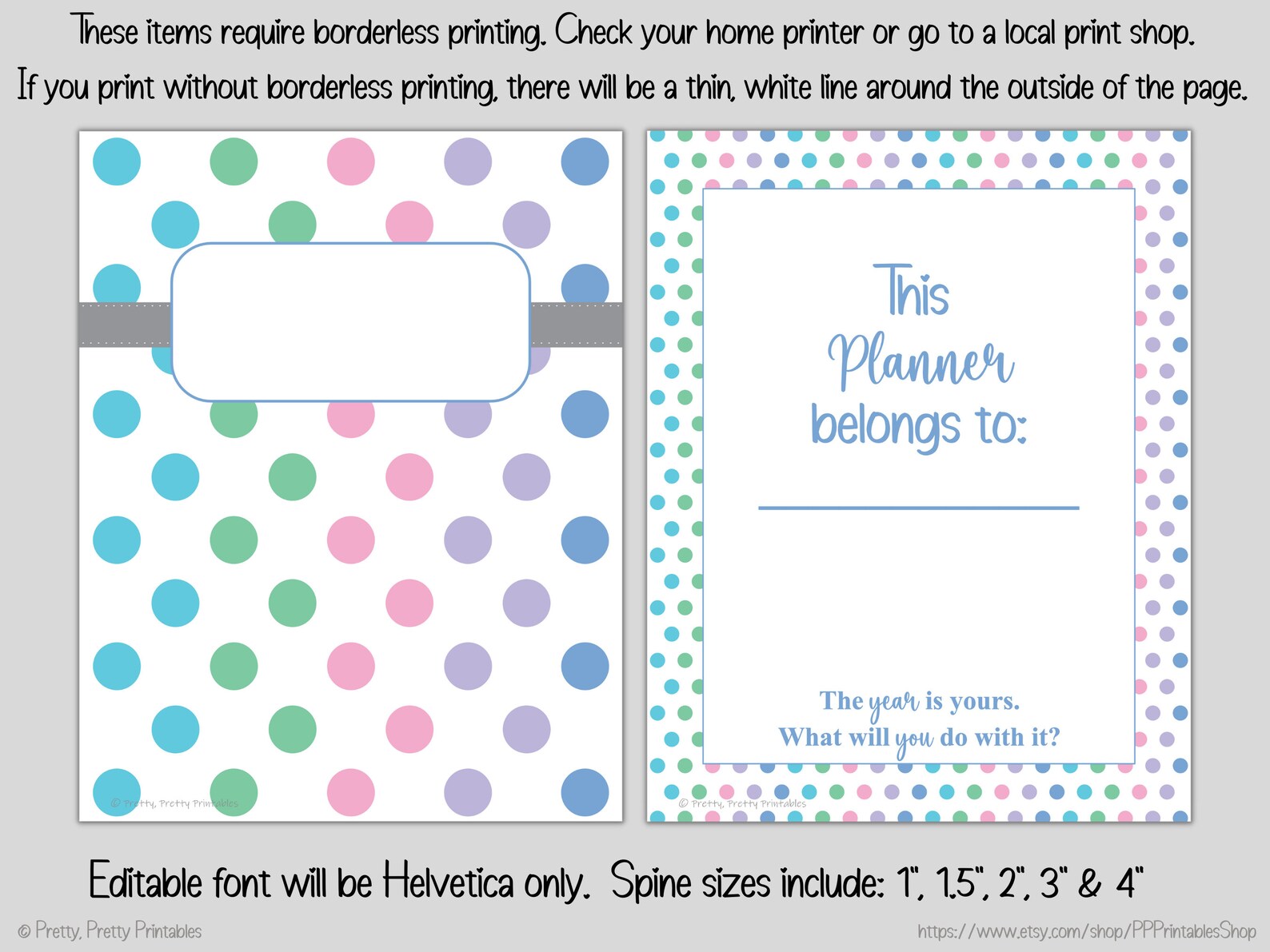 Binder Cover, Back, Spines + Inside Cover Page - Pastel Rainbow Polka ...