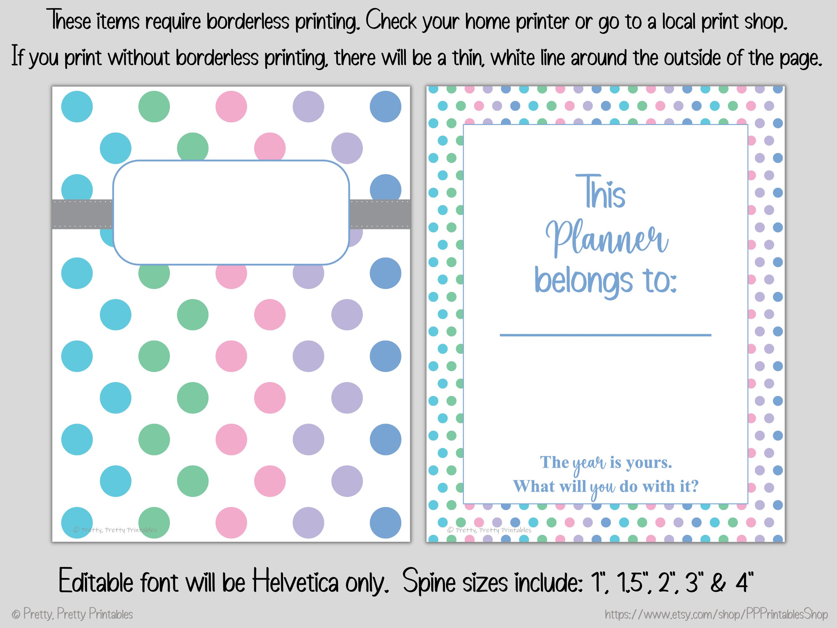 Binder Cover, Back, Spines + Inside Cover Page - Pastel Rainbow Polka ...