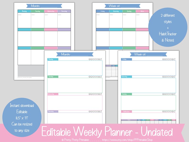 2022-2023 Student Planner Pack Printable & Editable - Etsy