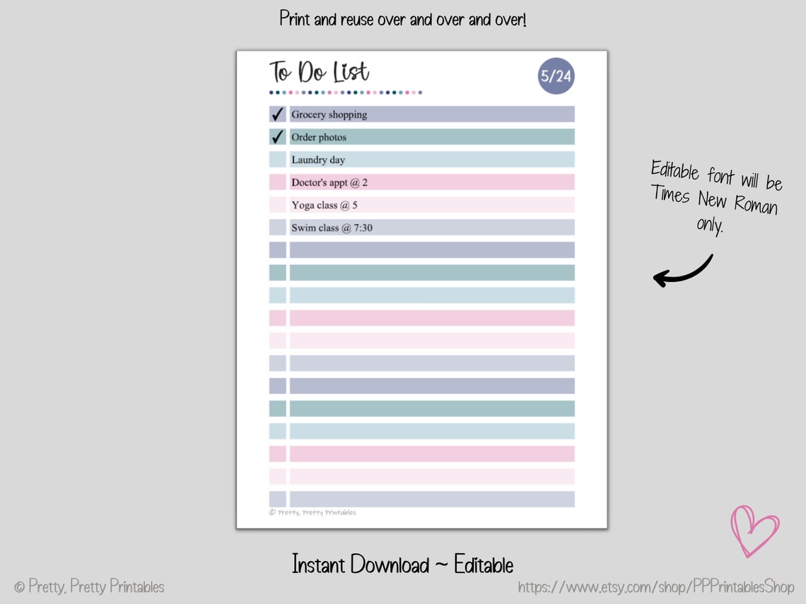 To Do List Bundle 6 Styles - Printable & Editable - Polka Dot ...