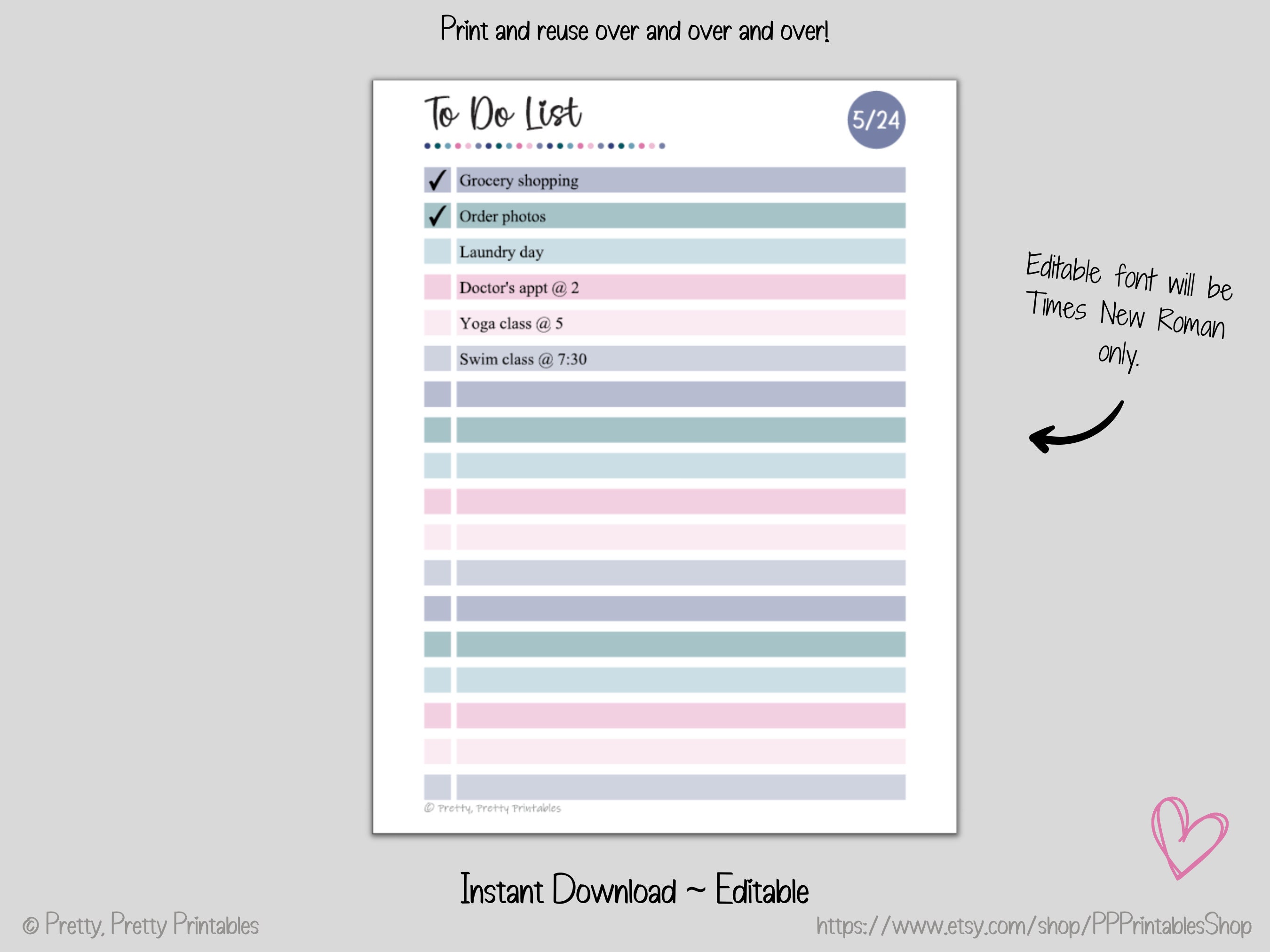 To Do List Bundle 6 Styles - Printable & Editable - Polka Dot ...