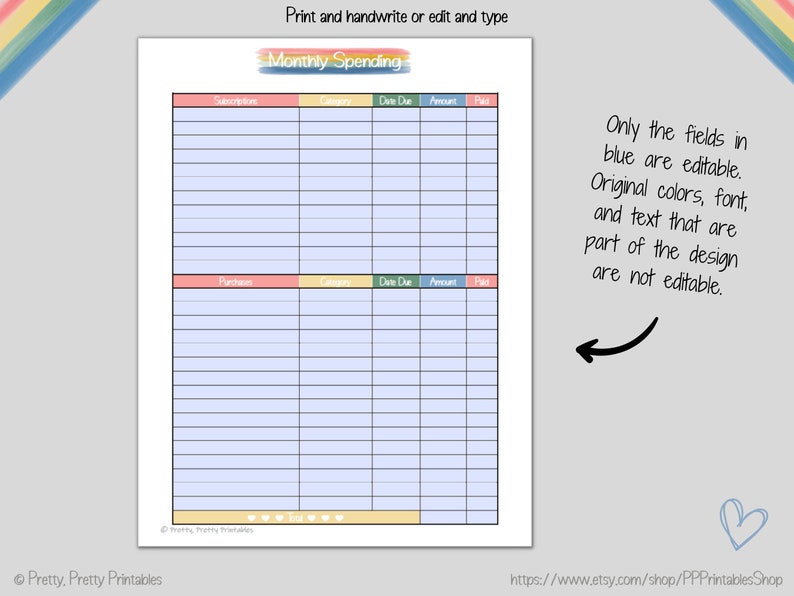 Monthly Bill + Budget Tracker Bundle - Editable & Printable ...