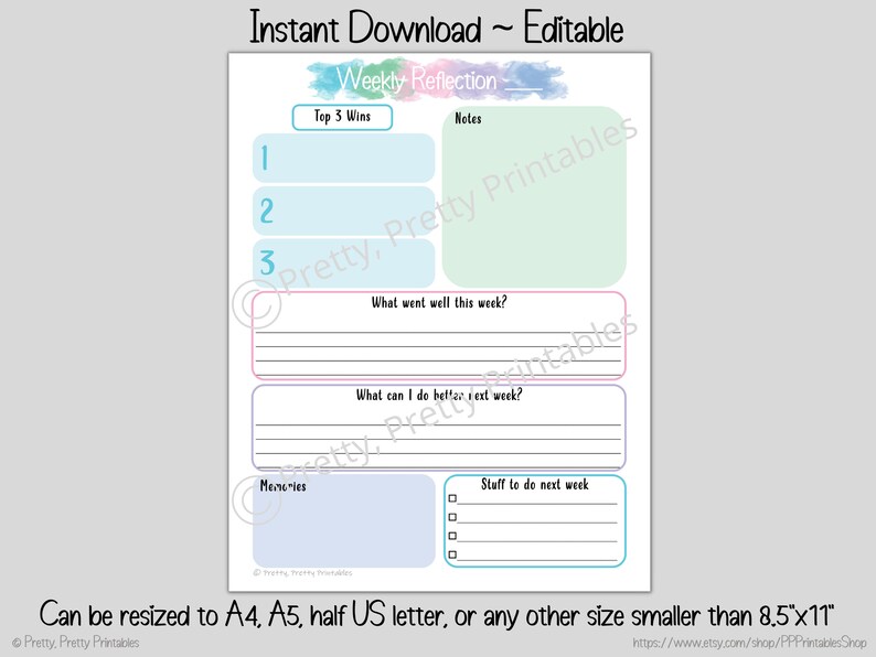 Undated Weekly Planner Pages - Editable & Printable - 2 Styles ...