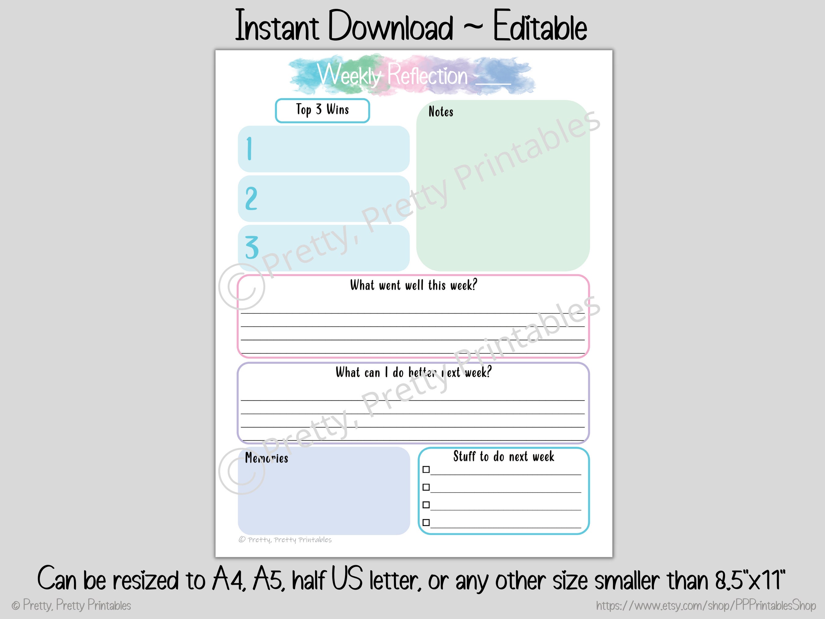 Undated Weekly Planner Pages - Editable & Printable - 2 Styles ...