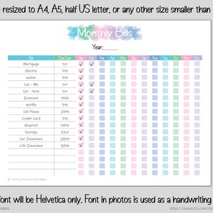 Annual Bill Tracker - Editable & Printable - Pastel Rainbow ...