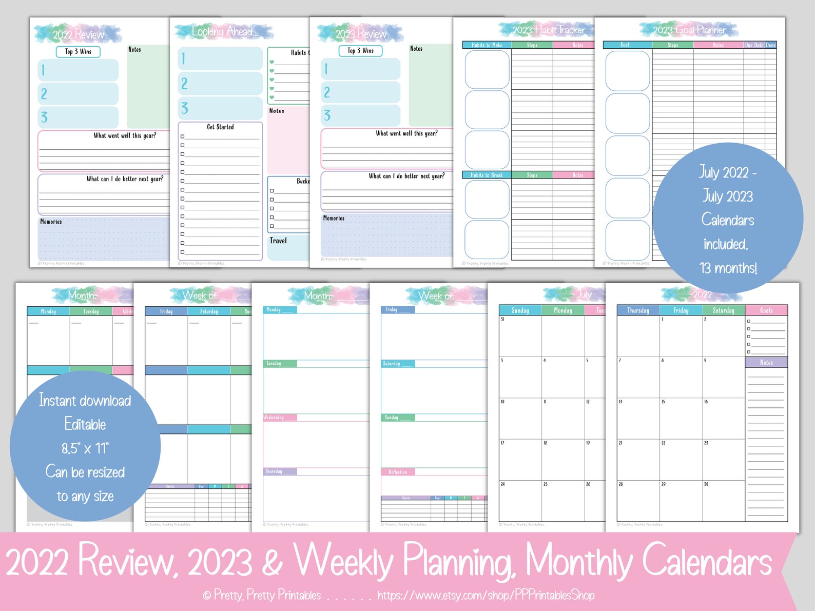 2022-2023 Student Planner Pack Printable & Editable - Etsy