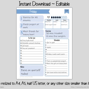 Undated Daily Planner Pages + Weekly Reflection - Editable & Printable ...