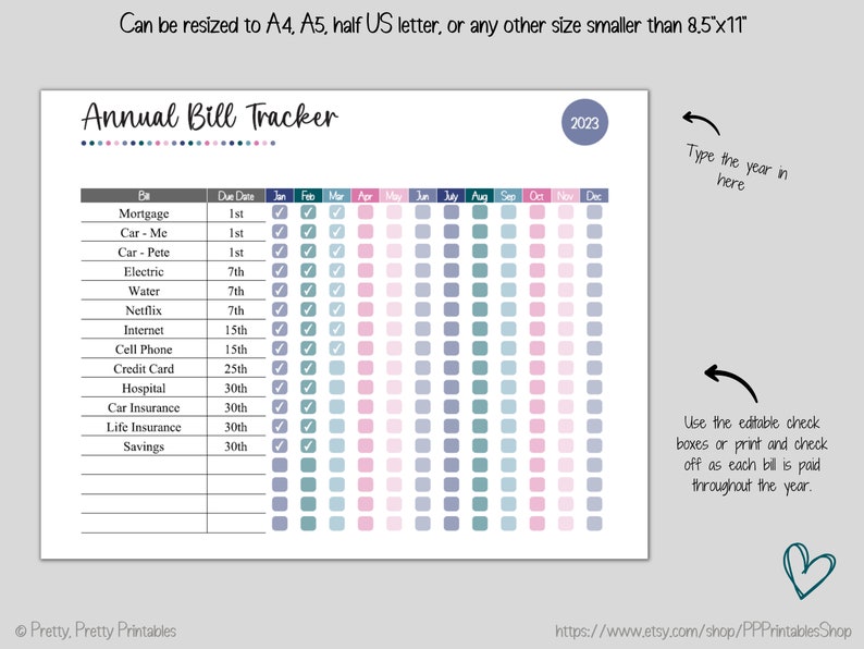 Monthly Bill + Budget Tracker Bundle - Minimalist Polka Dot - Editable ...