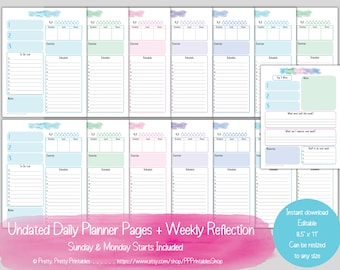 Sweary, Undated Daily Planner Pages + Weekly Reflection - Editable ...