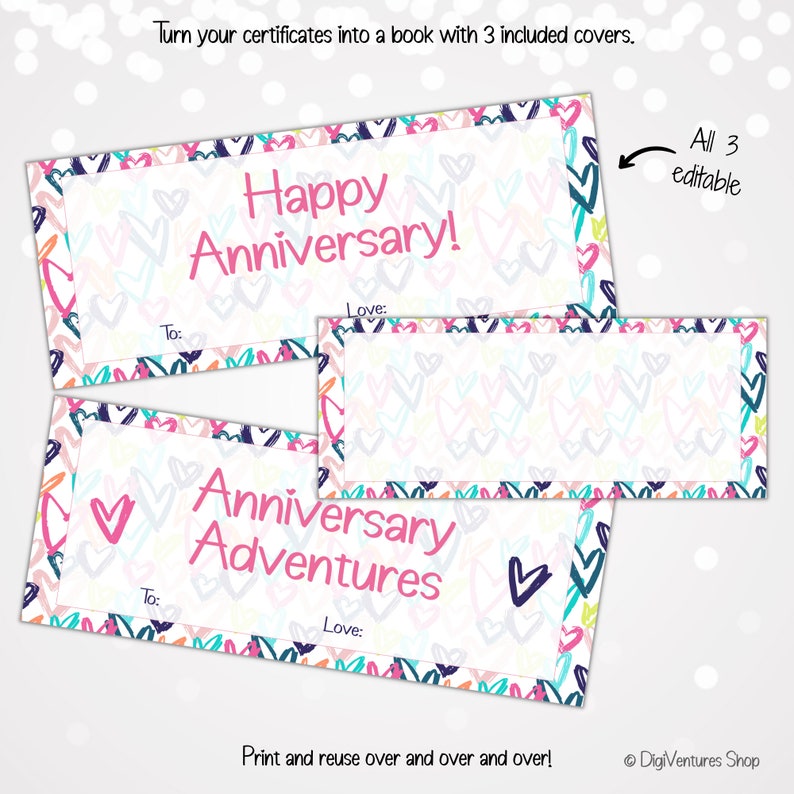 Anniversary Gift Certificate Template | Graffiti Heart | Printable ...