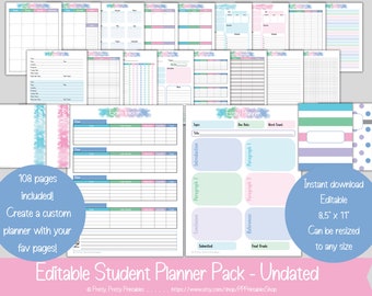 Student Add-on Planner Pack - Printable & Editable - Goal + Habit ...