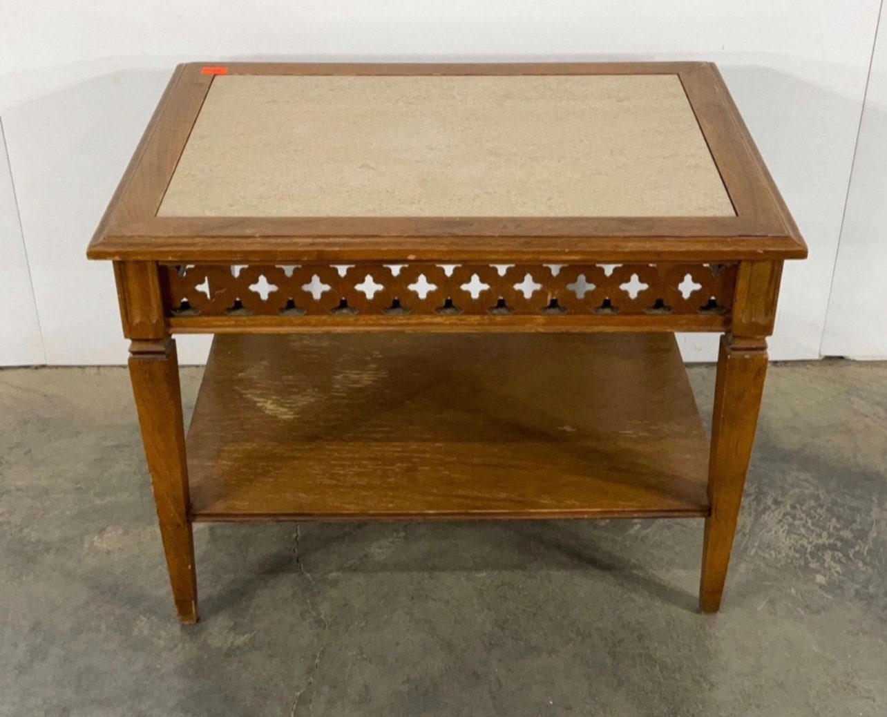 Vintage End Table With Stone Inlaid Top - Etsy