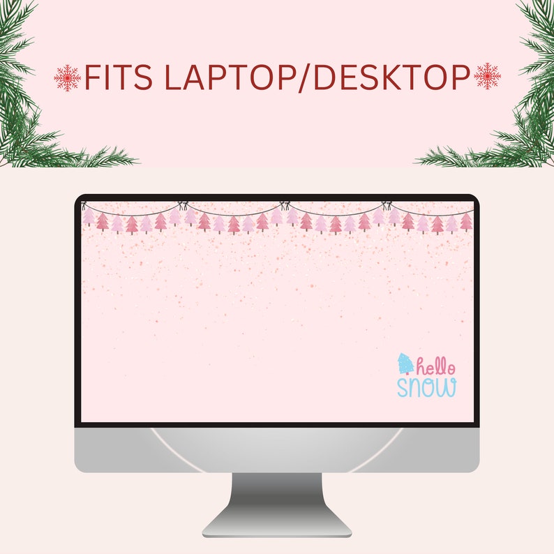 Holiday Desktop Laptop Wallpaper Background Pink Christmas - Etsy