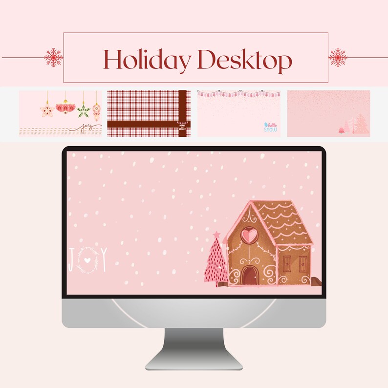 Holiday Desktop Laptop Wallpaper Background Pink Christmas - Etsy