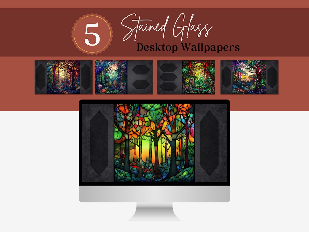 Stained Glass Desktop Wallpaper Computer Background Bundle of 5 for Mac ...