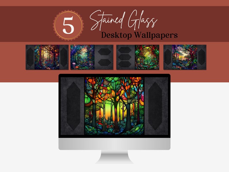 Stained Glass Desktop Wallpaper Computer Background Bundle of 5 for Mac ...