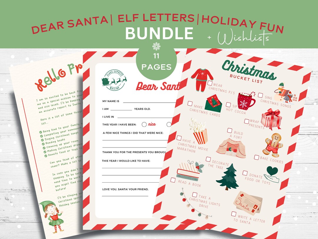 Elf Letters, Dear Santa & Holiday Fun Bundle - Christmas Activity ...