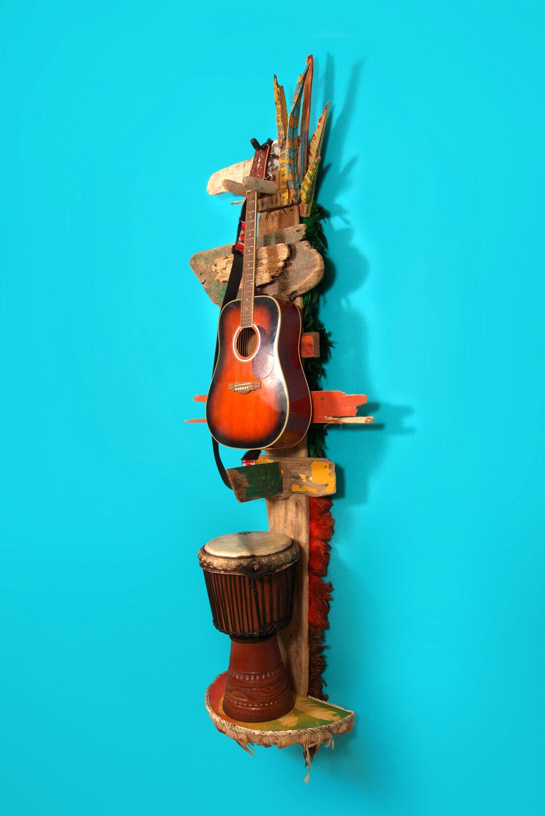 Large Drift Wood Instruments Wall Rack Instruments Reclaim Wood Wall Hanging Shelf Totem Clef