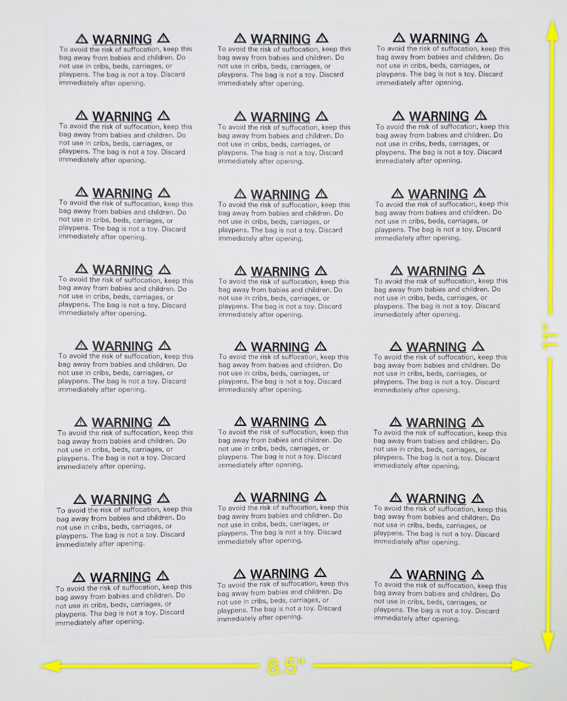 Printable FBA Compliant Suffocation Warning Labels for 2.83x1.375 ...
