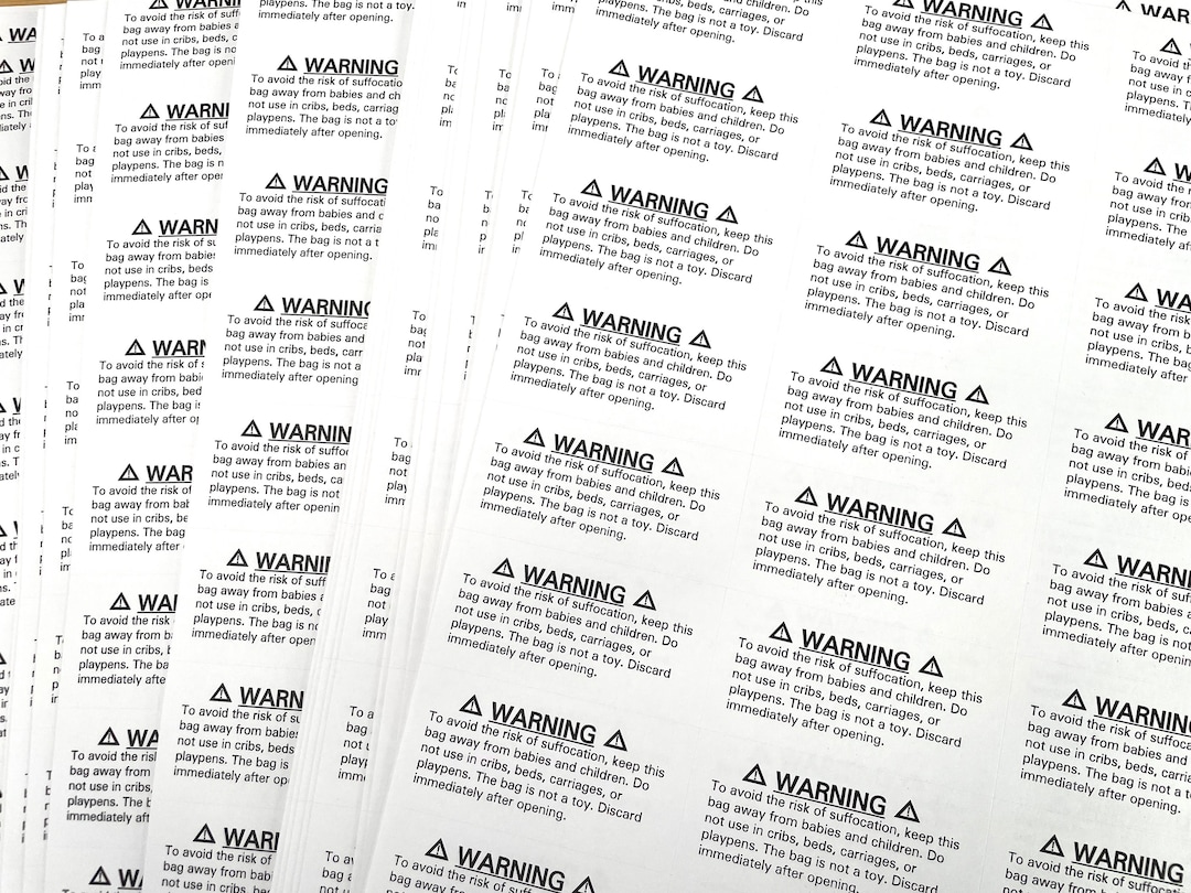 Printable FBA Compliant Suffocation Warning Labels for 2.83x1.375 ...