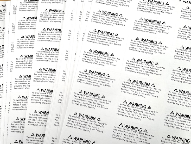 Printable FBA Compliant Suffocation Warning Labels for 2.83x1.375 ...