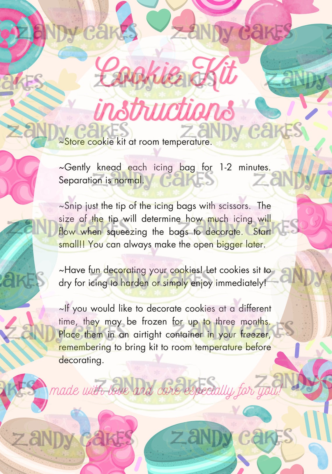 Printable Cookie Decorating Kit Card | DIY Instruction Guide (digital ...