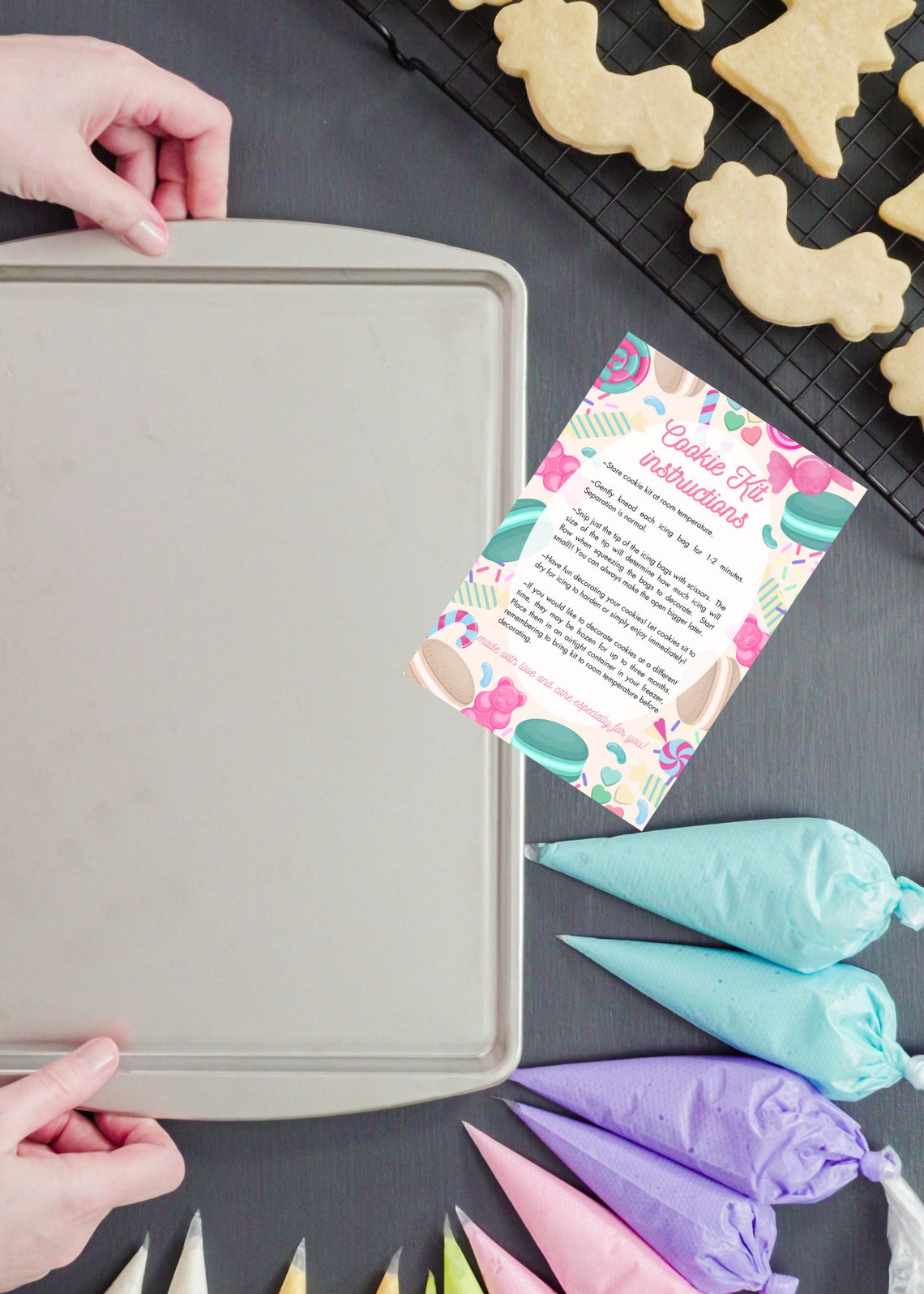Printable Cookie Decorating Kit Card | DIY Instruction Guide (digital ...