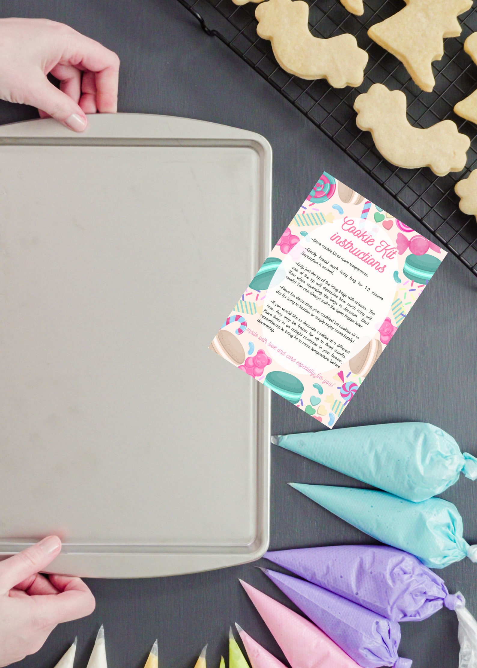 Printable Cookie Decorating Kit Card | DIY Instruction Guide (digital ...