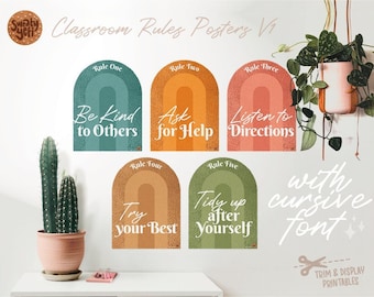 Boho Classroom Rules Posters - Modern Boho Theme Classroom Decor ...