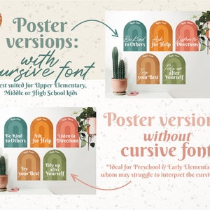 Boho Rainbow Classroom Rules Posters - Modern Boho Rainbow Theme ...