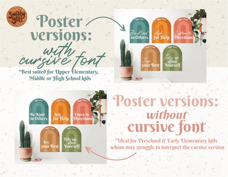 Boho Rainbow Classroom Rules Posters - Modern Boho Rainbow Theme ...