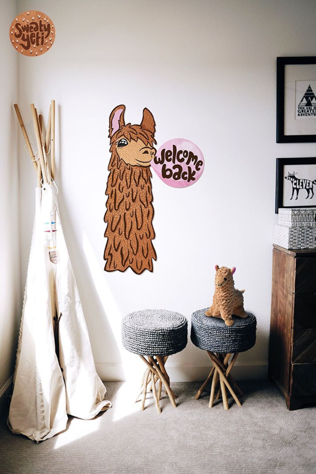 Llama Print Classroom Decor Llama Theme Welcome Door Sign Poster ...