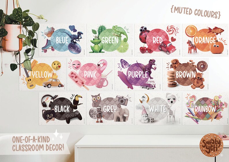Printable Colour Posters in Soft Neutrals for Preschool Kindergarten ...