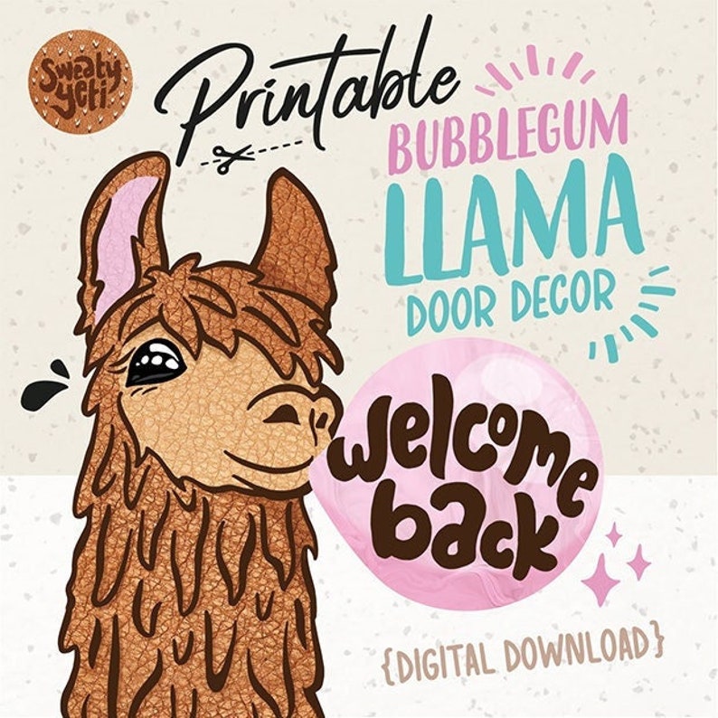 Llama Print Classroom Decor Llama Theme Welcome Door Sign Poster ...