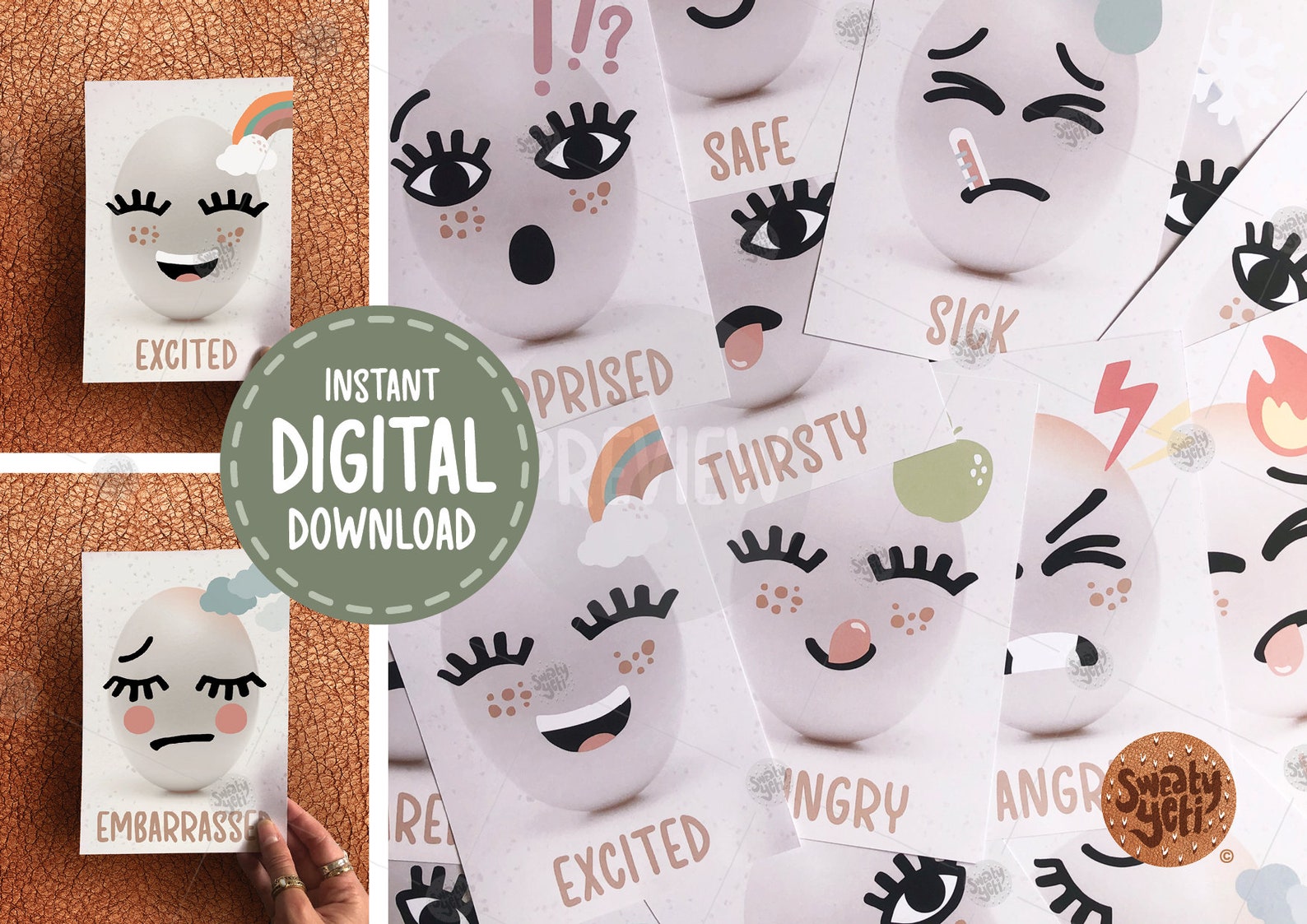 Emotions Flash Cards Printable PDF Emotions and Feelings - Etsy